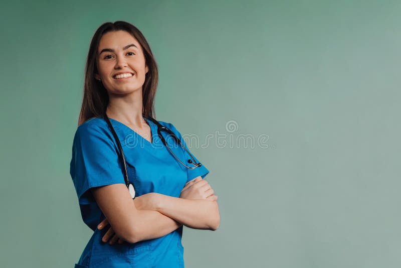 Portrait of Young Nurse with Stethoscope, Studio Shoot. Stock Photo ...