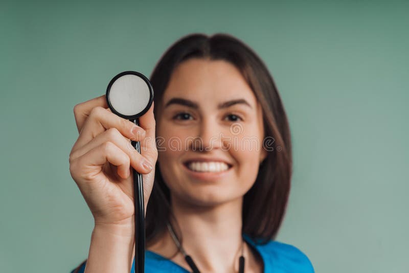 Portrait of Young Nurse with Stethoscope, Studio Shoot. Stock Image ...