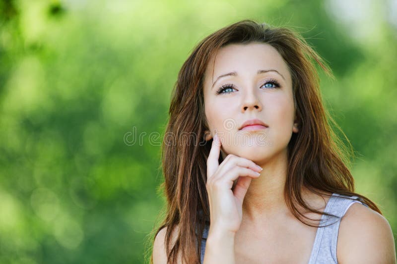 Portrait of Young Pensive Girl Stock Image - Image of nice, portrait ...