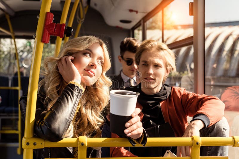 Portrait of Young People Riding Stock Image - Image of public, beverage ...