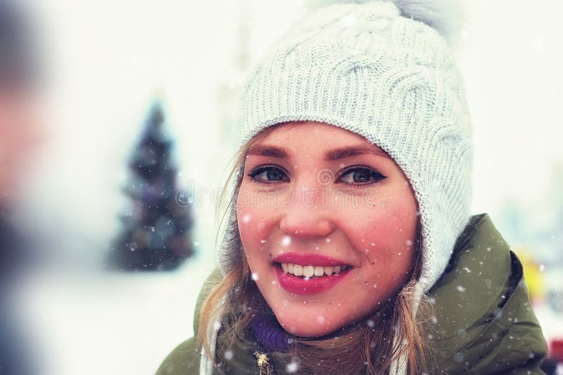 Portrait of a Young Girl in the Winter Stock Image - Image of outdoor ...