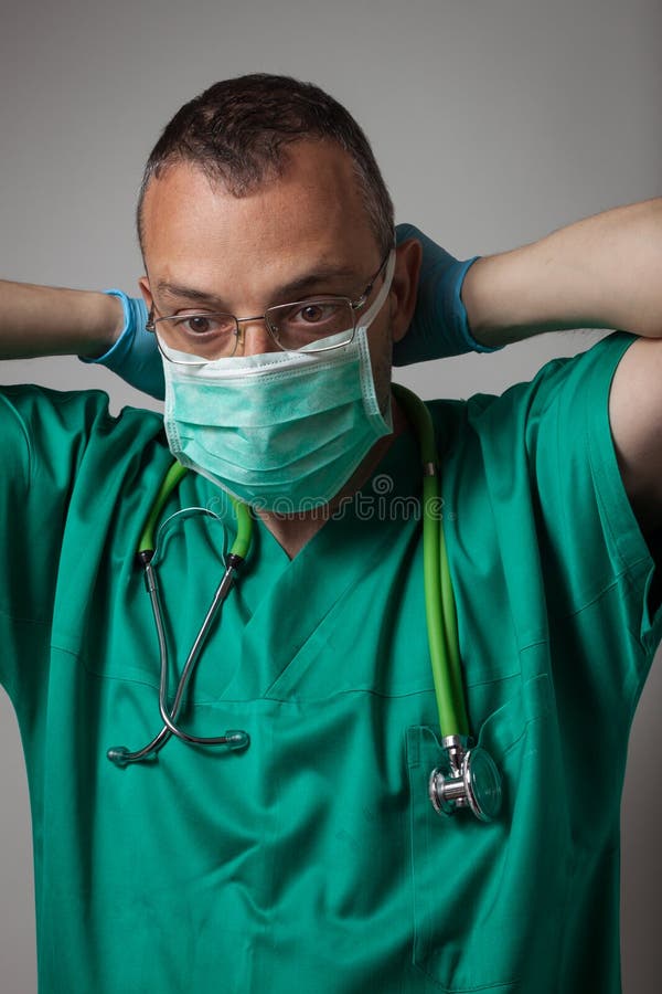 Portrait of a Young Physician with Surgical Mask Stock Image - Image of ...