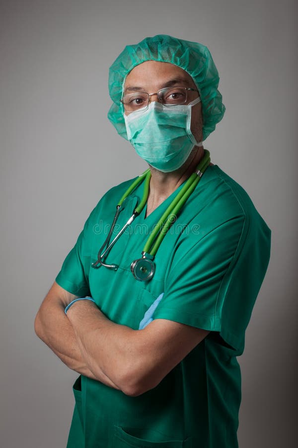 Portrait of a Young Physician with Surgical Mask Stock Image - Image of ...