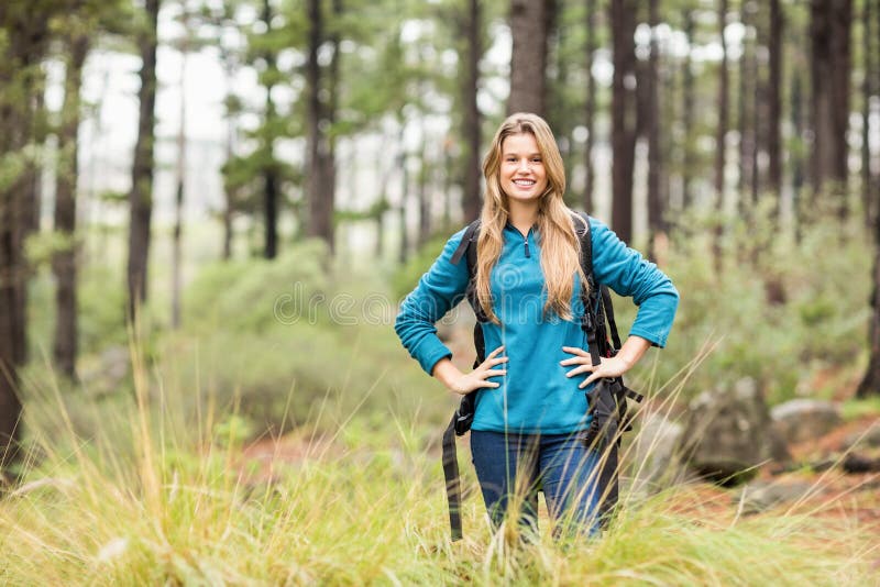 Portrait of a Young Pretty Hiker Stock Photo - Image of adult ...
