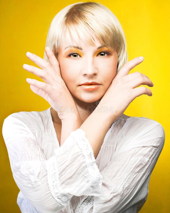 Portrait stock image. Image of model, makeup, happy, hair - 32725285