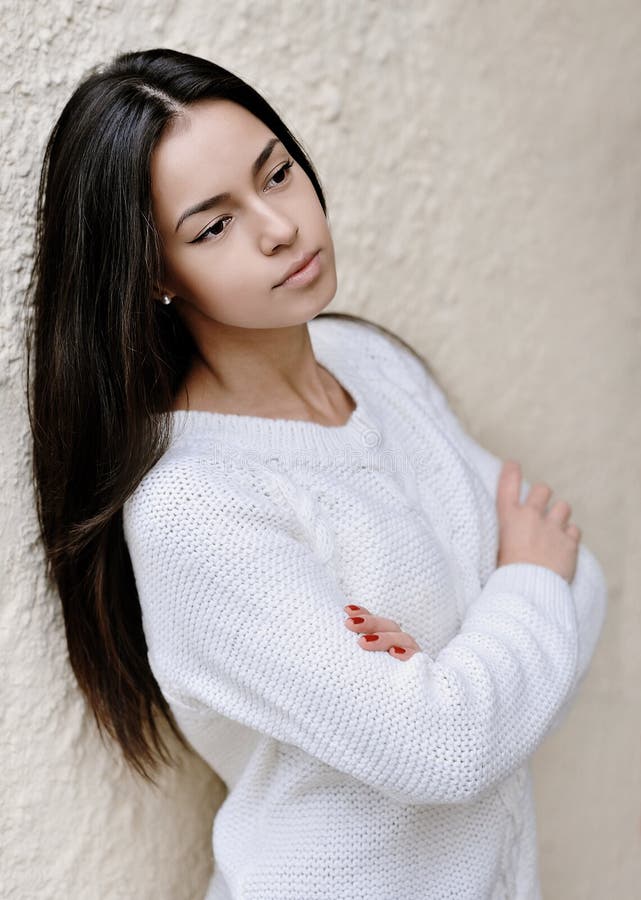 Portrait of Young Relaxed Beautiful Girl Stock Image - Image of adult ...