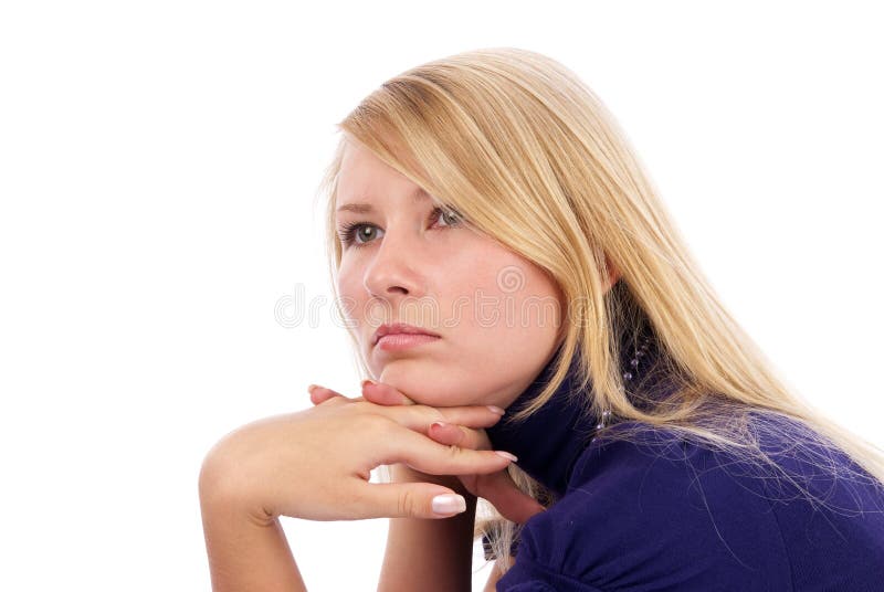 Portrait of Young Sad Woman Stock Image - Image of blonde, depression ...
