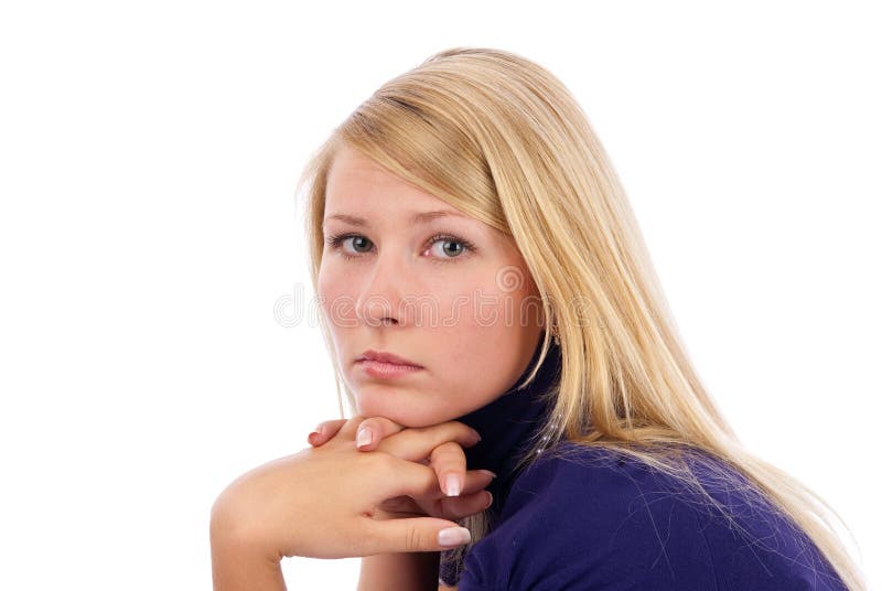 Portrait of Young Sad Woman Stock Photo - Image of isolated, lonely ...