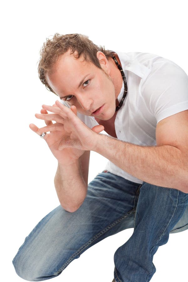 Portrait of Young Scared Man Gesturing. Stock Photo - Image of fear ...