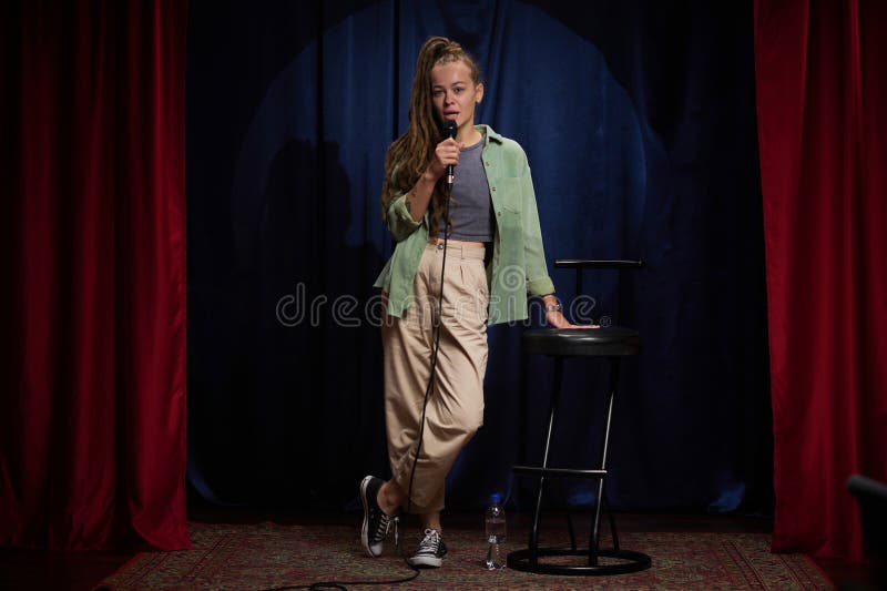 Portrait of Young Singer Performing on Stage Stock Photo - Image of ...