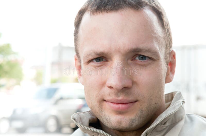 Portrait of Young Slightly Smiling Man Stock Photo - Image of face ...