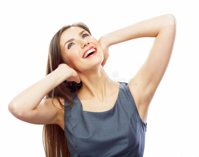 Portrait Of Young Smiling Business Woman White Background Isola Stock