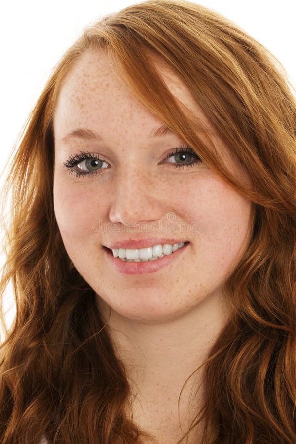 Portrait of a Young Smiling Redhead Woman Stock Photo - Image of ...