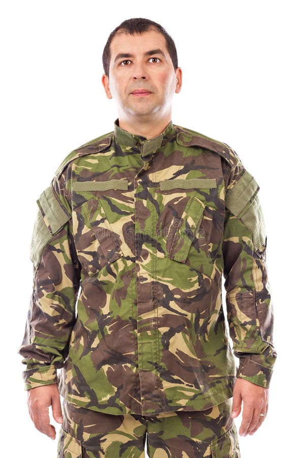 Portrait of a Young Soldier Looking at Camera Isolated Stock Image ...