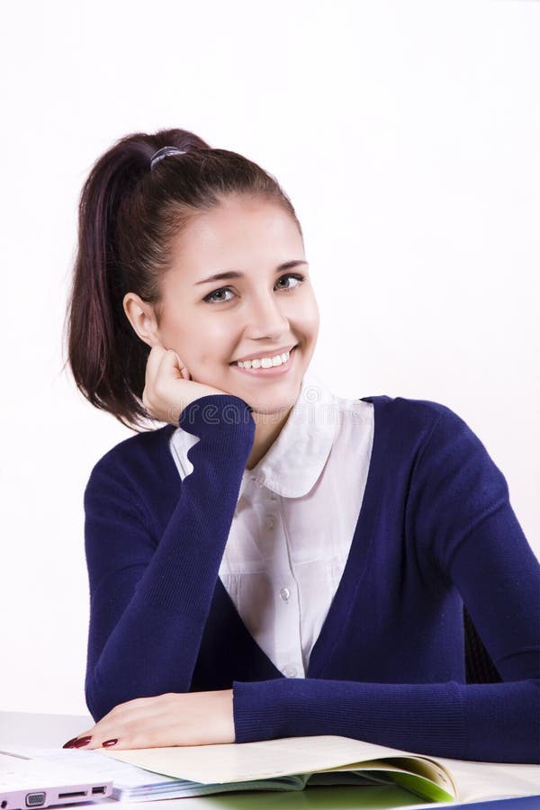 Portrait of Young Student Girl Stock Image - Image of isolated, casual ...