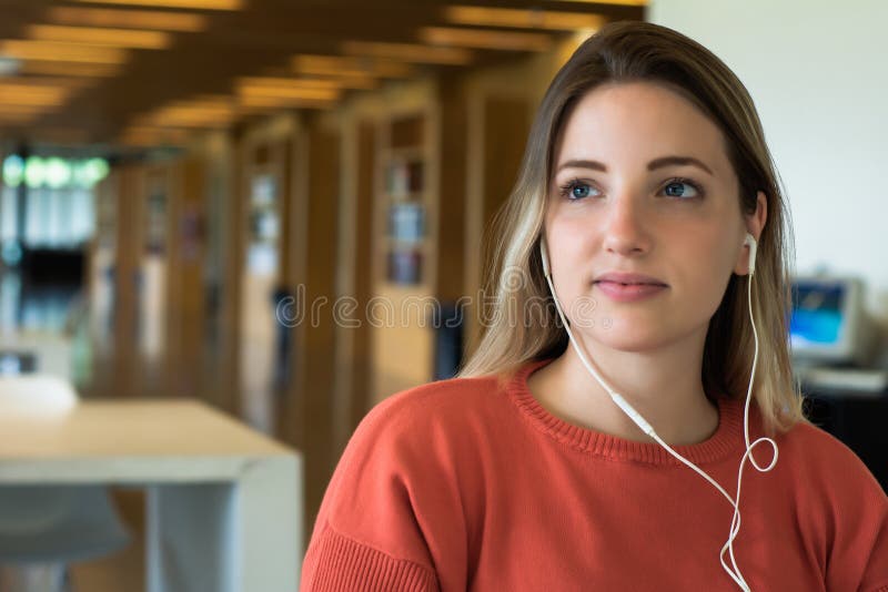 Portrait of Young Student in the Library Stock Photo - Image of learn ...