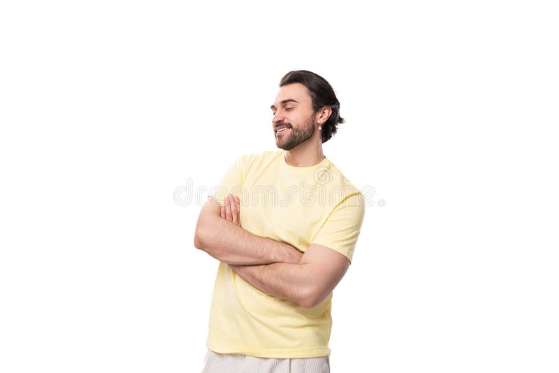 Young Fashionable Cool Brunette Man With A Brutal Beard And Mustache