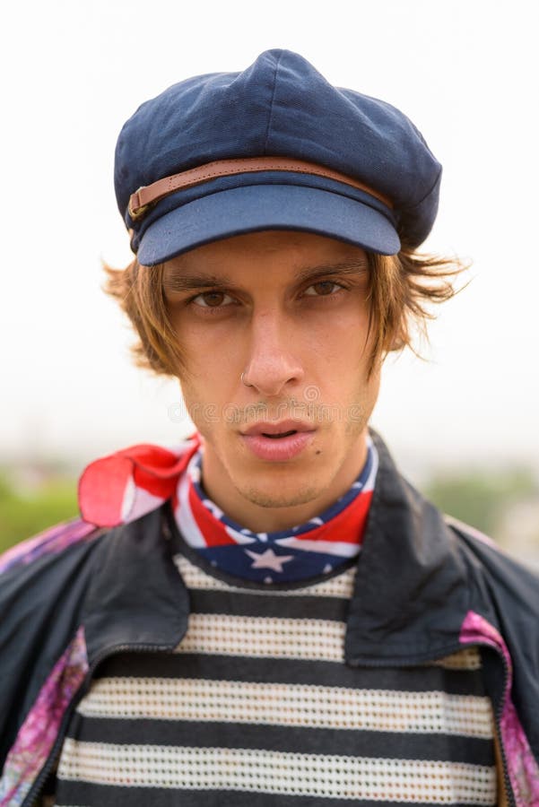 Face of Young Handsome Rebellious Man Outdoors Stock Image - Image of ...