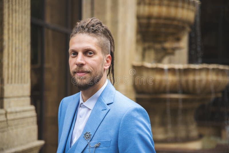 Portrait of a Young Successful Businessman Outdoors, Look at Camera ...