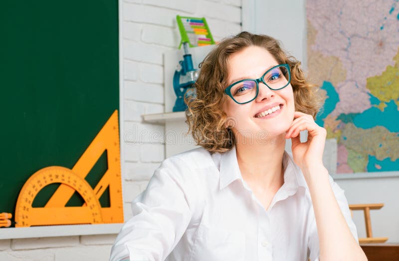 Portrait of Young Teacher at Classroom in School. Stock Image - Image ...
