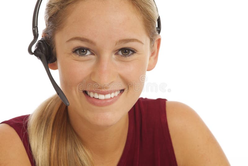 Portrait of Young Telemarketer Stock Photo - Image of pretty, headset ...