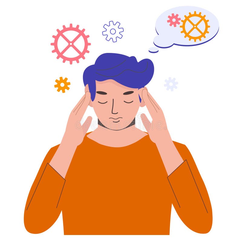 Portrait of Young Troubled Man. Boy with Think Bubble. People Thinking ...