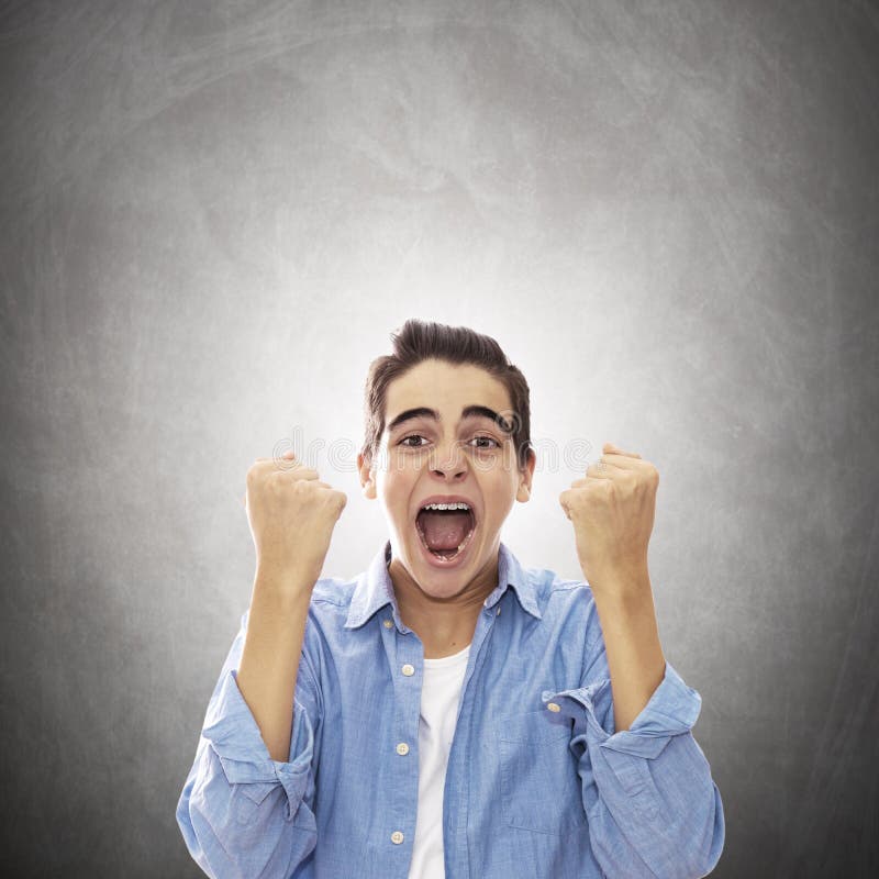Portrait of Young Winner Euphoric Stock Photo - Image of celebrating ...