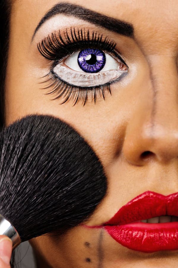 Portrait of a Young Woman Applying Cosmetic Stock Photo - Image of ...