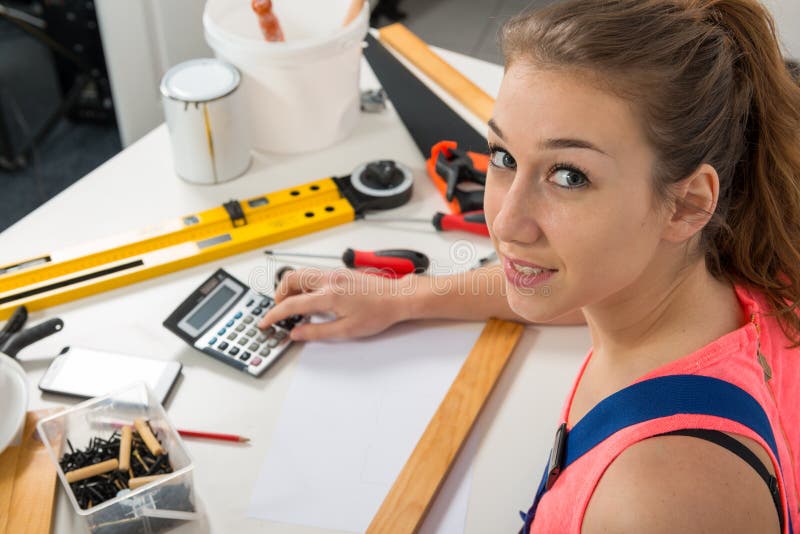 Portrait of Young Woman Apprentice Stock Photo - Image of caucasian ...