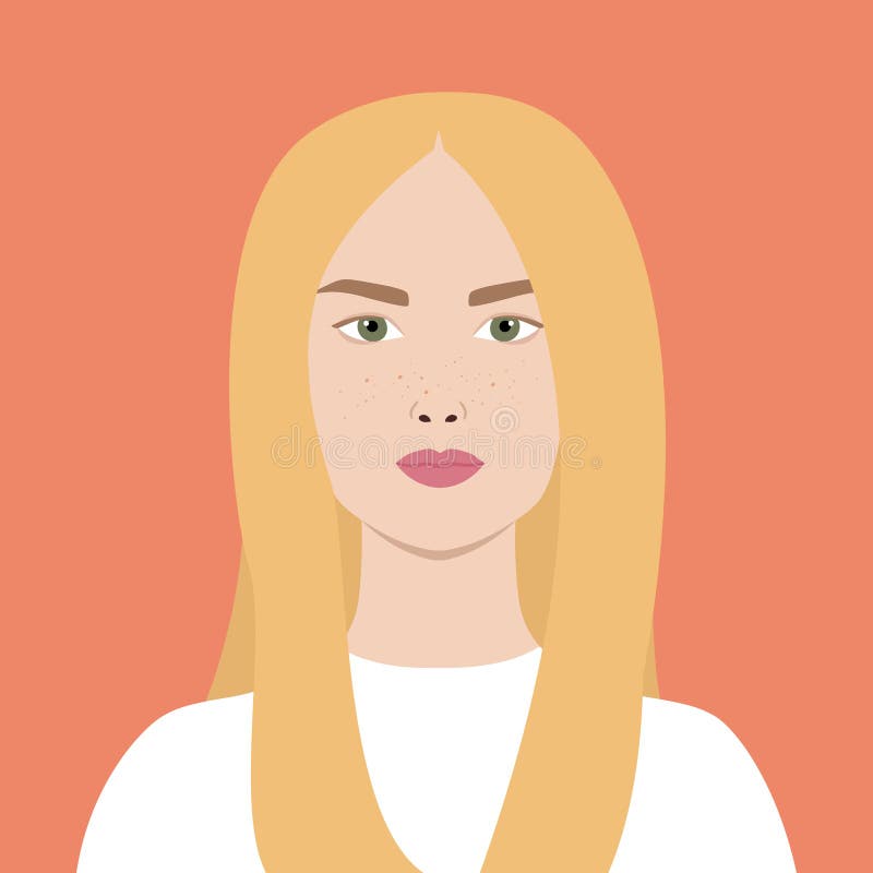 Portrait Of A Young Woman With Blonde Hair And Freckles Avatar For