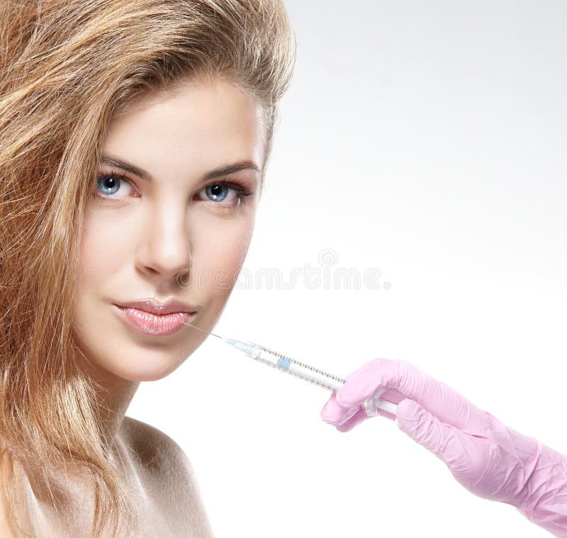 Portrait of a Young Woman on a Botox Injection Procedure Stock Image ...