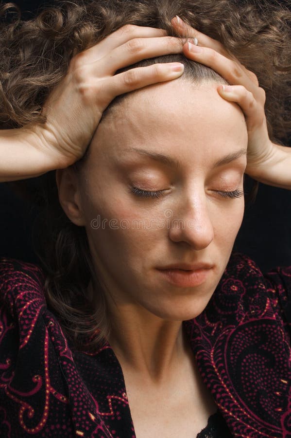 Portrait of a Young Woman, Closed Eyes Stock Image - Image of beautiful ...