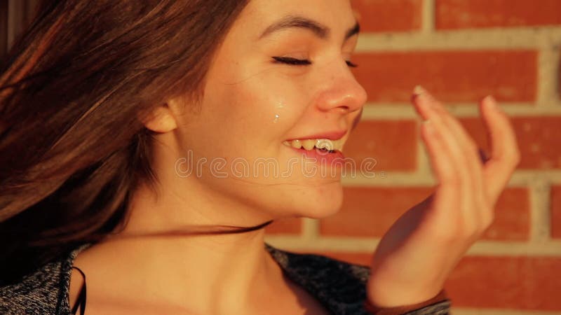 Portrait of a Young Woman Crying with Unexpected Joy. Stock Video ...