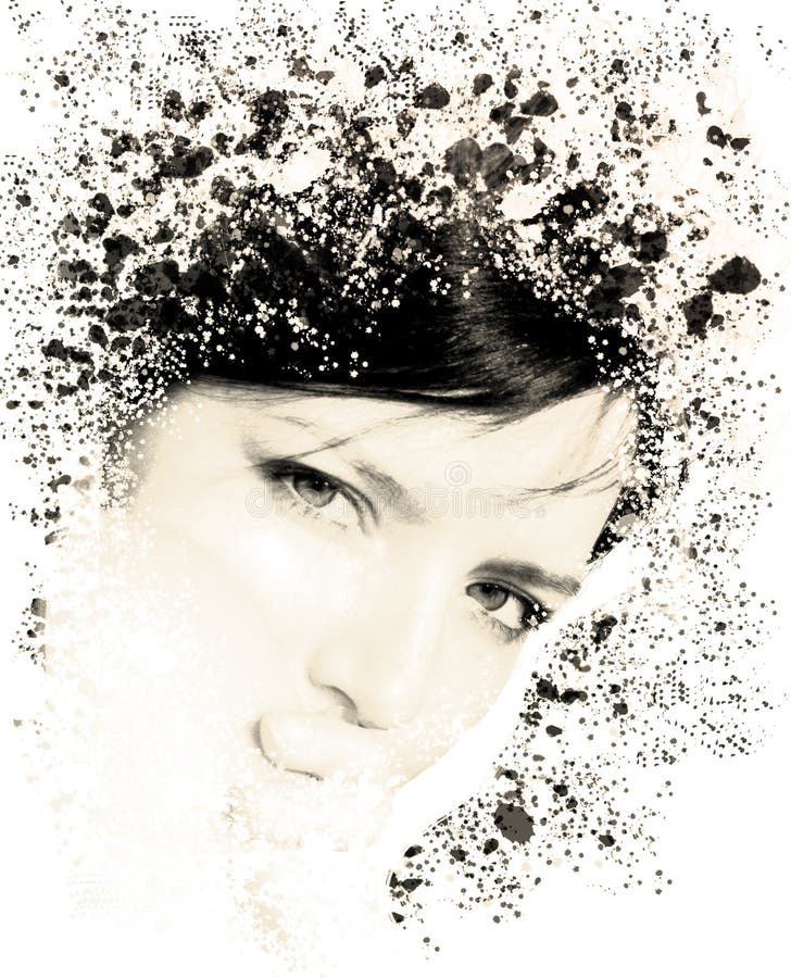 Portrait of a Young Woman with a Decay Effect Stock Photo - Image of ...