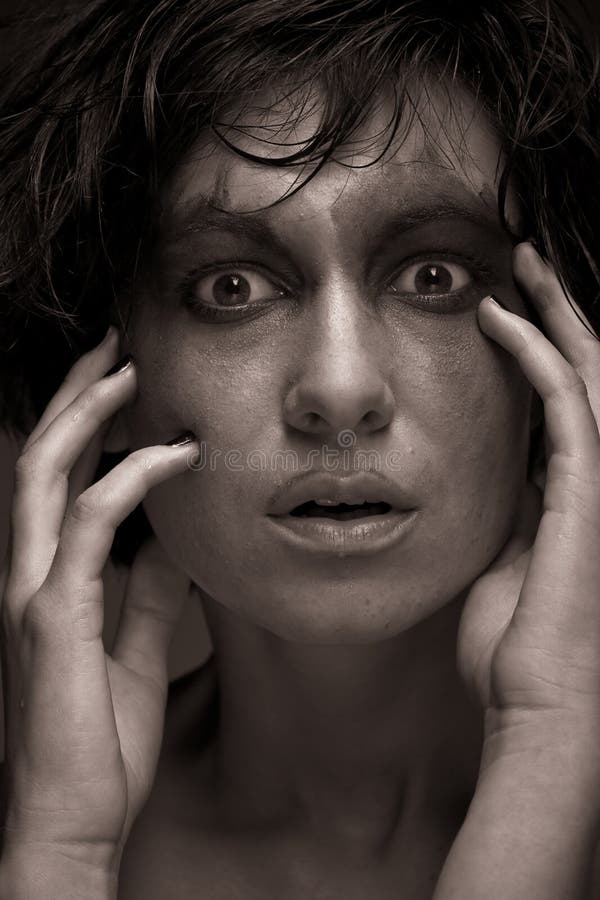 Portrait Young Woman in Depression.Creative Make-up Stock Photo - Image ...