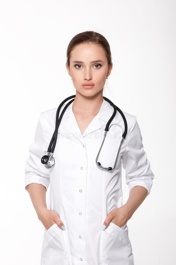 Woman Doctor With White Coat Stock Image Image Of Background Health