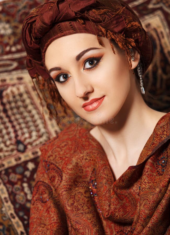 Portrait of a Young Woman in Eastern Style Stock Photo - Image of adult ...