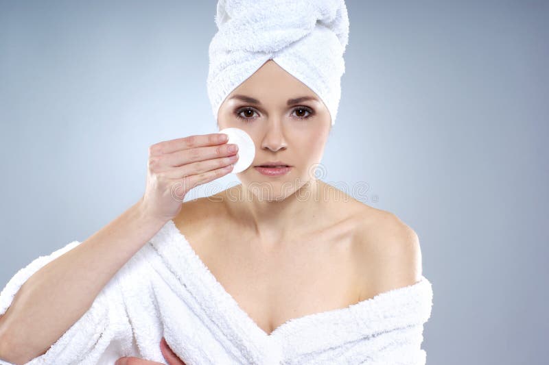 Portrait of a Young Woman Pampering Her Face Stock Photo - Image of ...