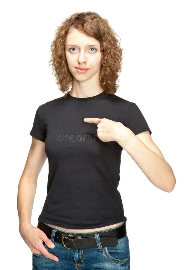 Portrait of Young Woman Pointing at Herself Stock Photo - Image of ... Portrait of Young Woman Pointing at Herself Stock Photo - Image of ...