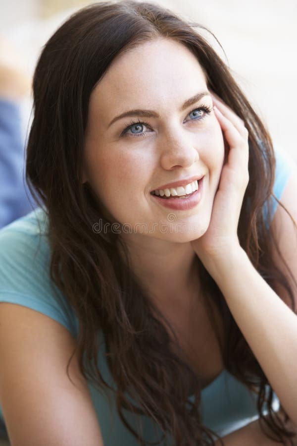 Portrait of Young Woman Relaxing Stock Image - Image of relaxation ...