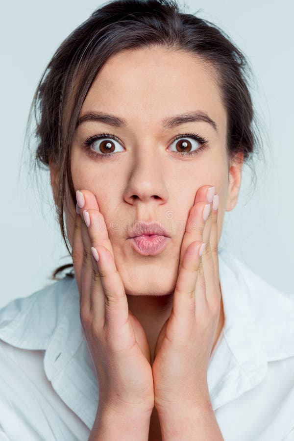 Portrait of Young Woman with Shocked Facial Expression Stock Image ... Portrait of Young Woman with Shocked Facial Expression Stock Image ...