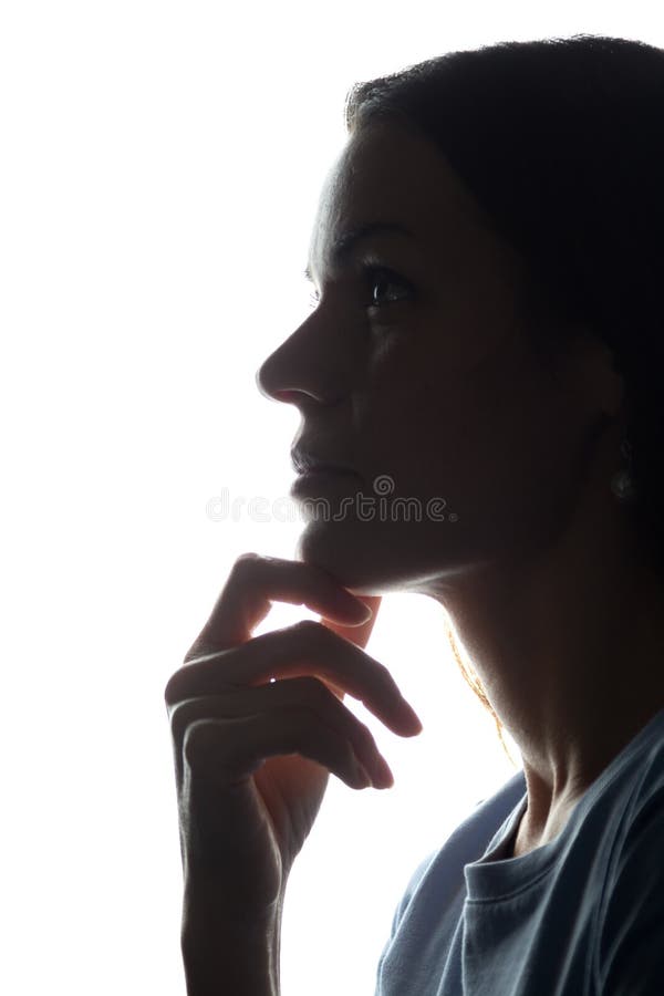 Portrait of a Young Woman, Side View Stock Photo - Image of black ...
