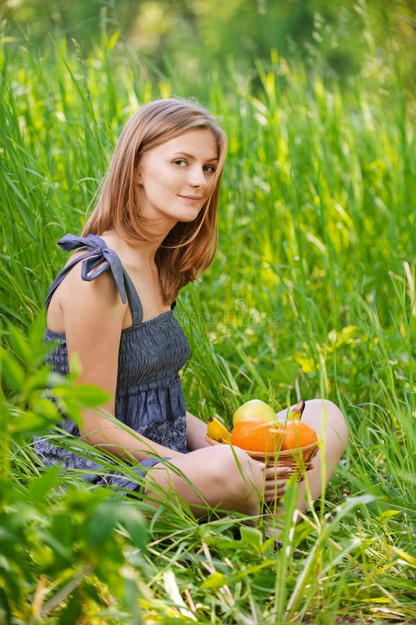 Portrait of Young Woman Sitting Stock Image - Image of lovely ...