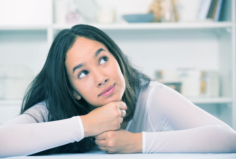 Portrait of Young Woman Smiling at Home Stock Image - Image of ...