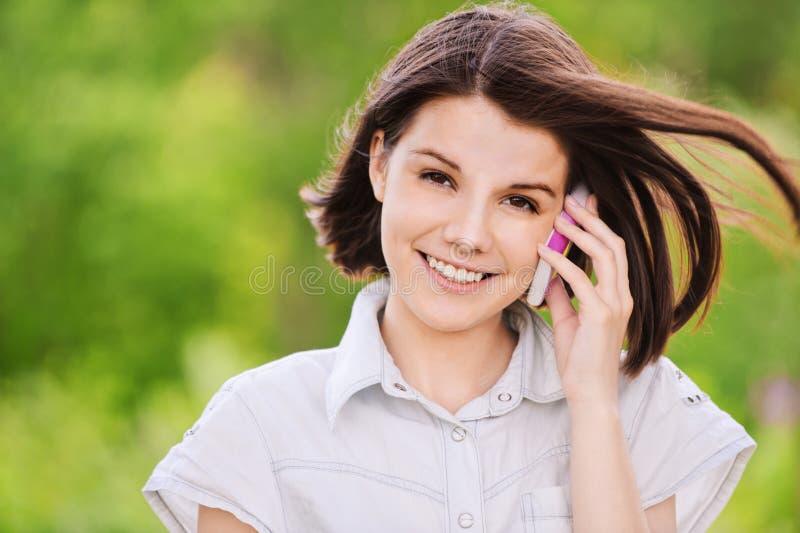 Portrait of Young Woman Speaking on Stock Photo - Image of european ...