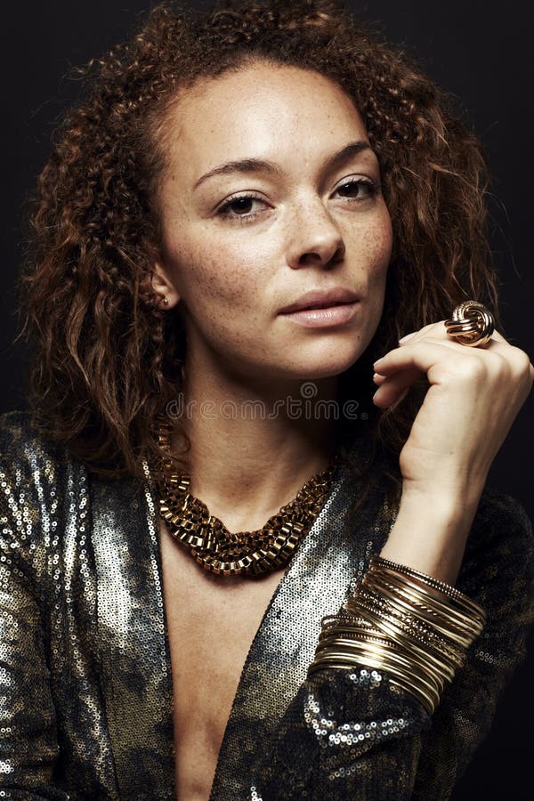 Portrait of a Young Woman in Studio Stock Image - Image of pattern ...