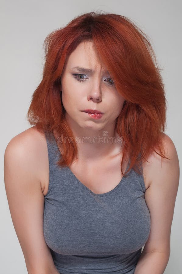 Portrait of Young Worrying Girl Stock Photo - Image of woman, young ...