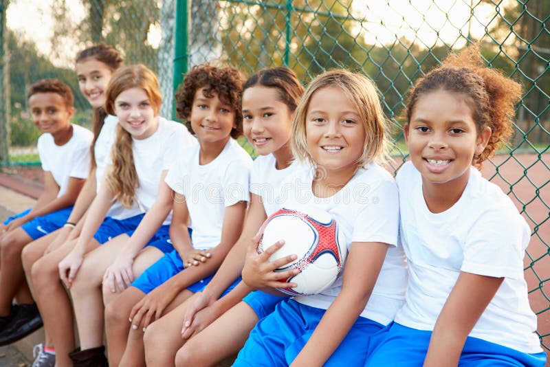 Portrait of Youth Football Team Training Together Stock Photo - Image ...