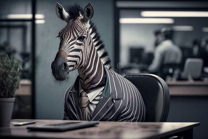 Portrait of a Zebra in a Business Suit, at the Office. Stock ...