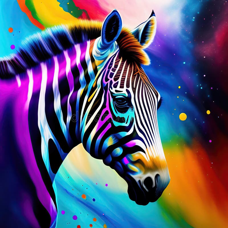 Portrait of Zebra Head in Abstract Splash Style Stock Illustration ...